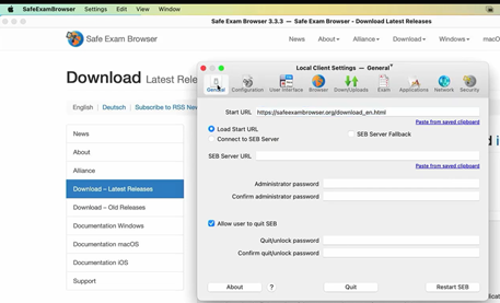 MiPAL: Instrucciones para el navegador Safe Exam Browser